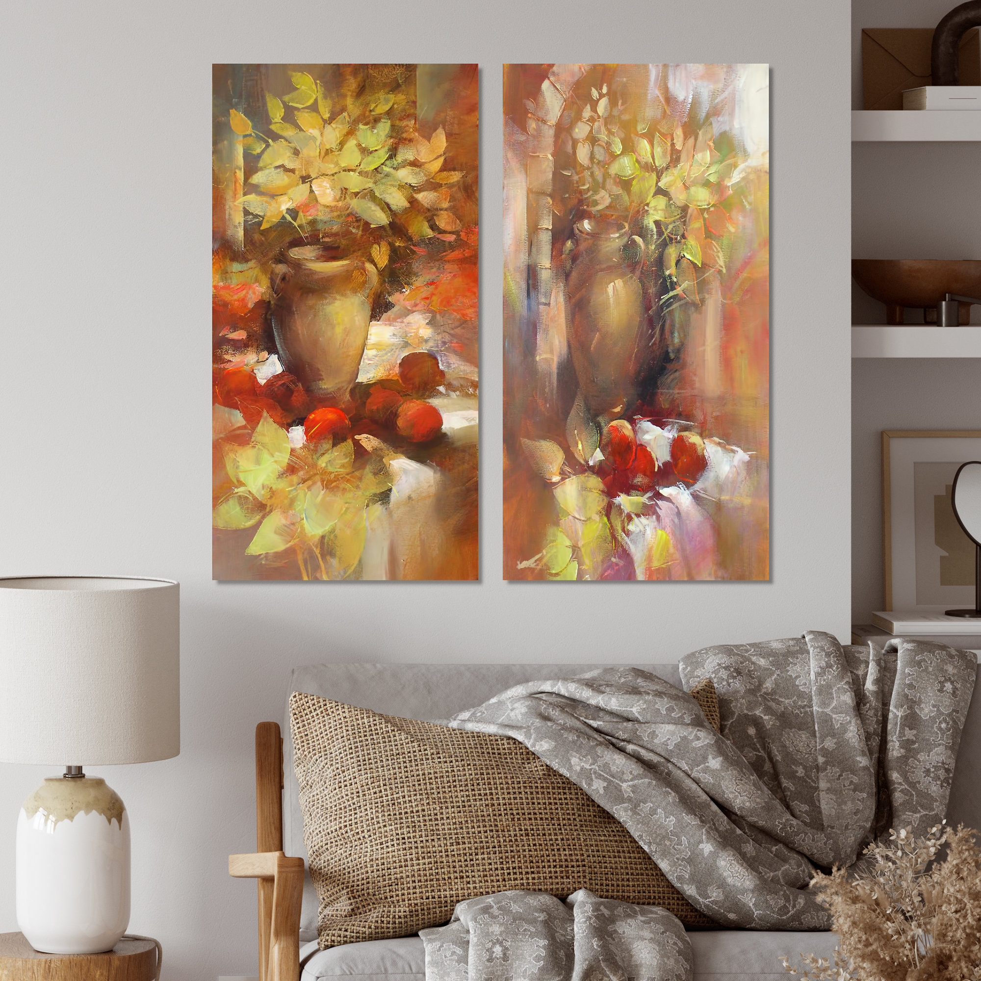 Red Barrel Studio® Still Life Farmhouse Flowers and Fruits III - 2 ...