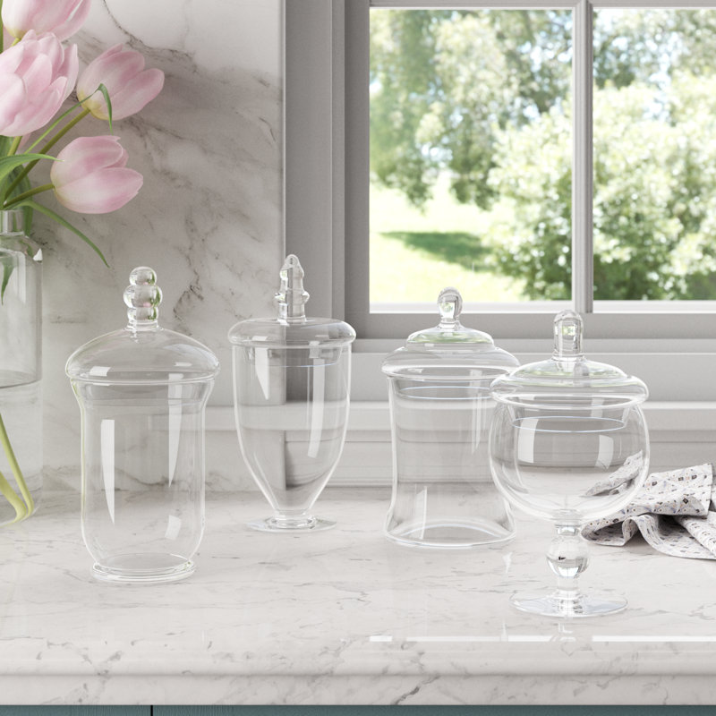 Willa Arlo™ Interiors 4 Piece Clear Glass Apothecary Jar Set & Reviews ...