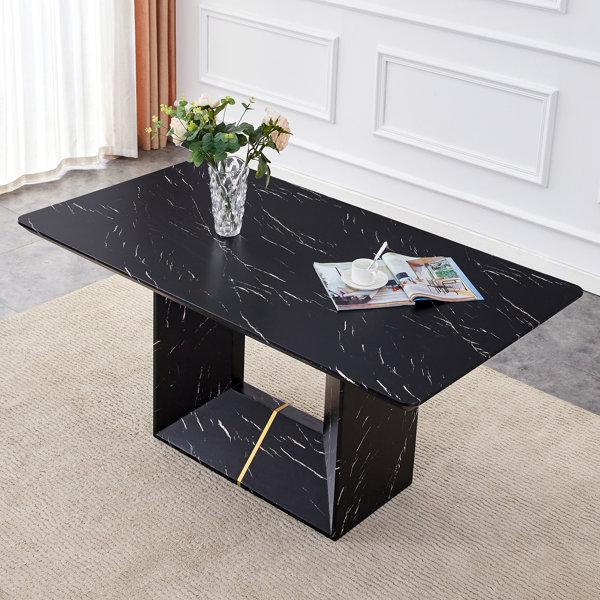 Everly Quinn Rectangle Pedestal Dining Table | Wayfair