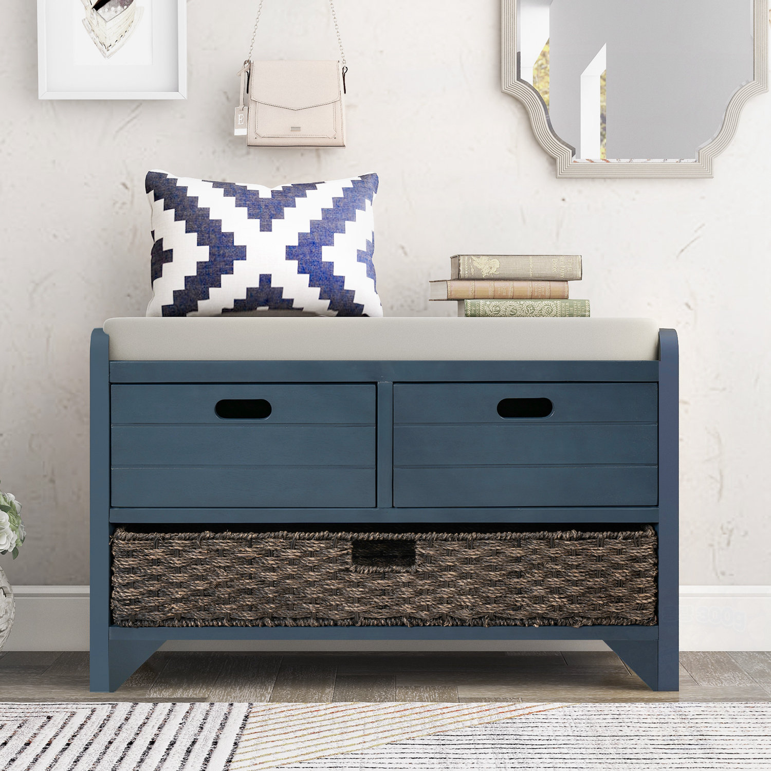 One Allium Way Storage Bench With Removable Basket And 2 Drawers ...