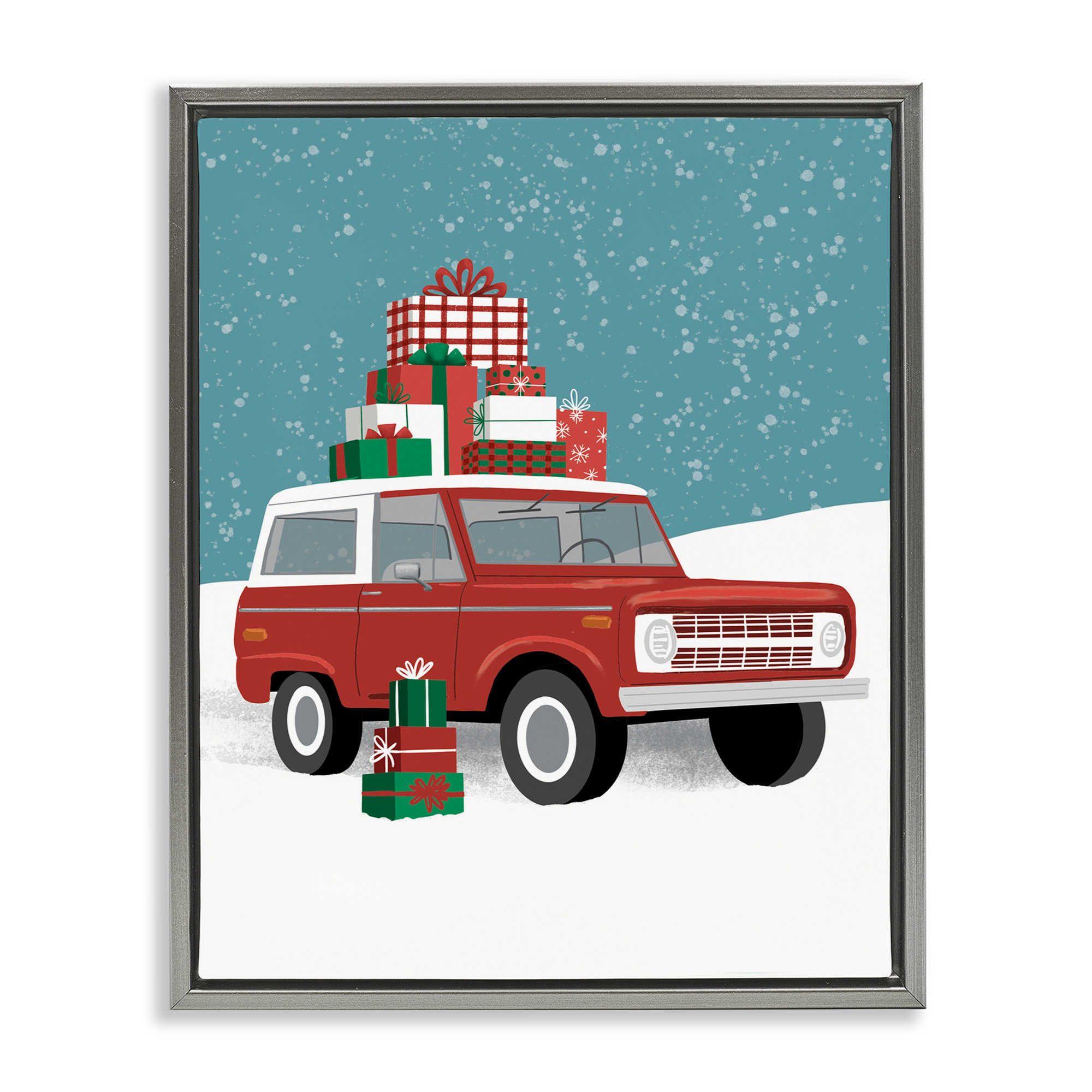 Latitude Run® Red SUV Christmas Time Floating Frame, design by Jilly ...