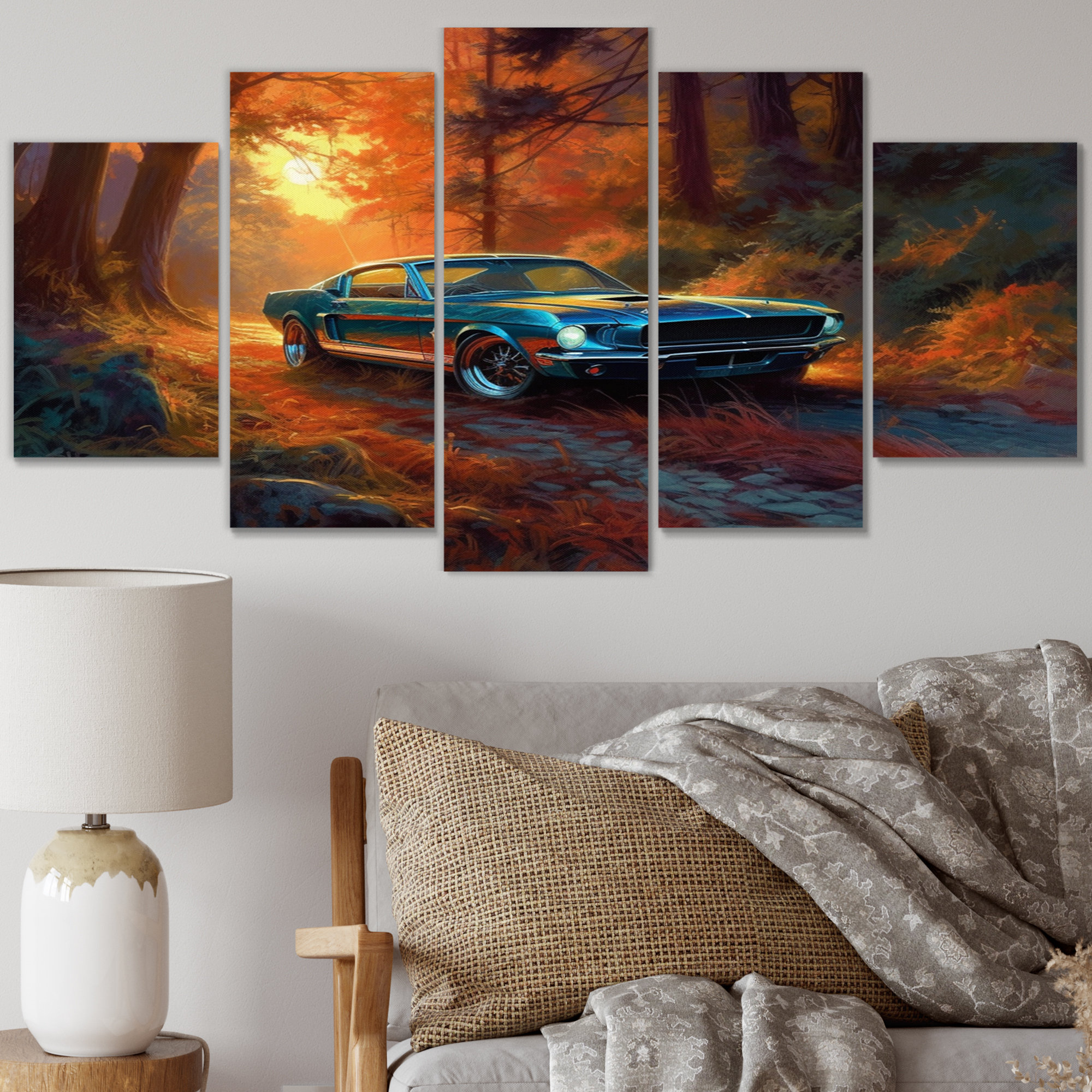 Design Art Mustang Forest Drives II - Car Muscle Car Metal Wall Art ...