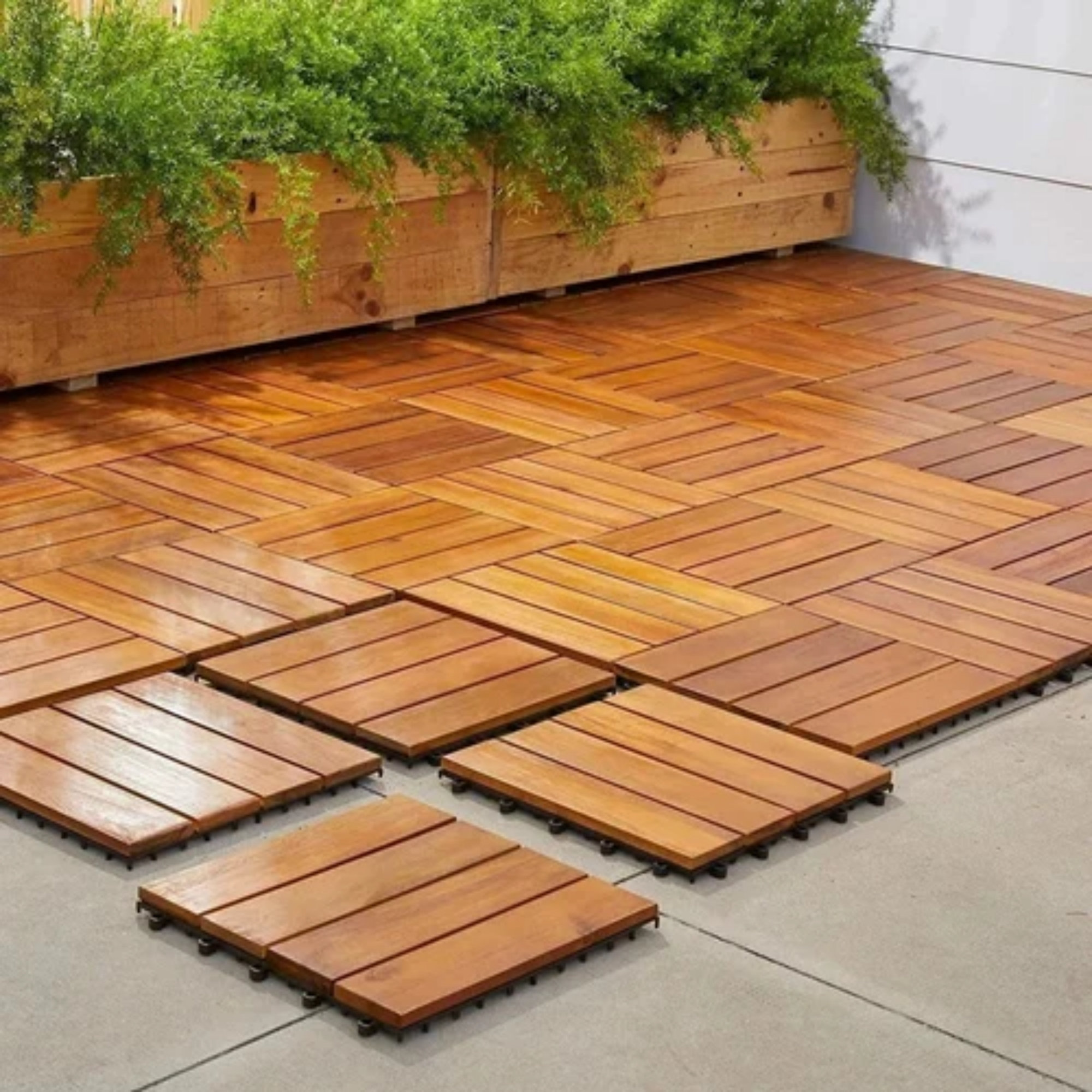 afoxsos 30 Pcs Interlocking Deck Tiles - Striped Pattern, 12" X 12 ...