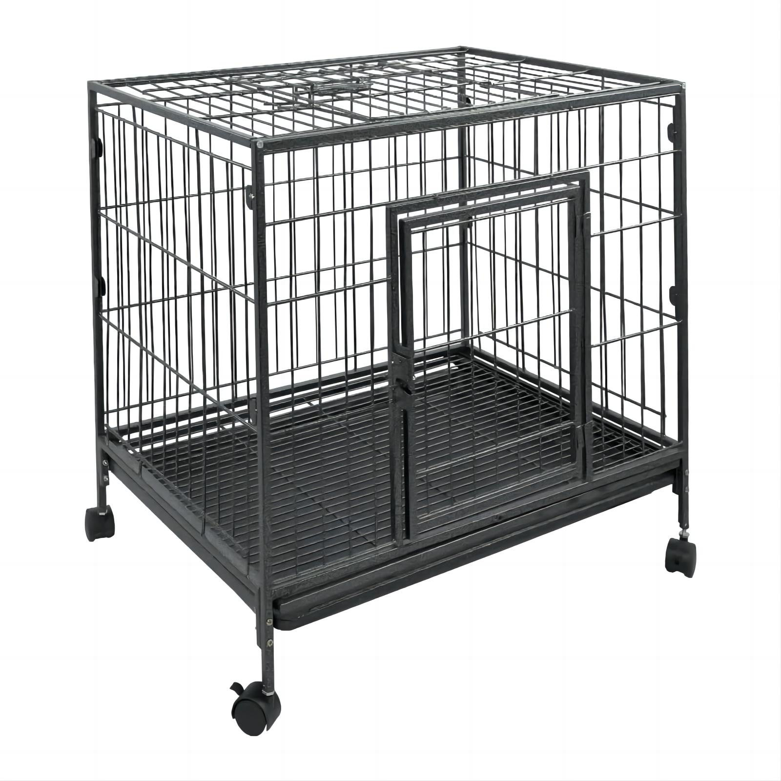 Latitude Run® Double Door Dog Cage Dog Crate With Lockable Wheels And ...