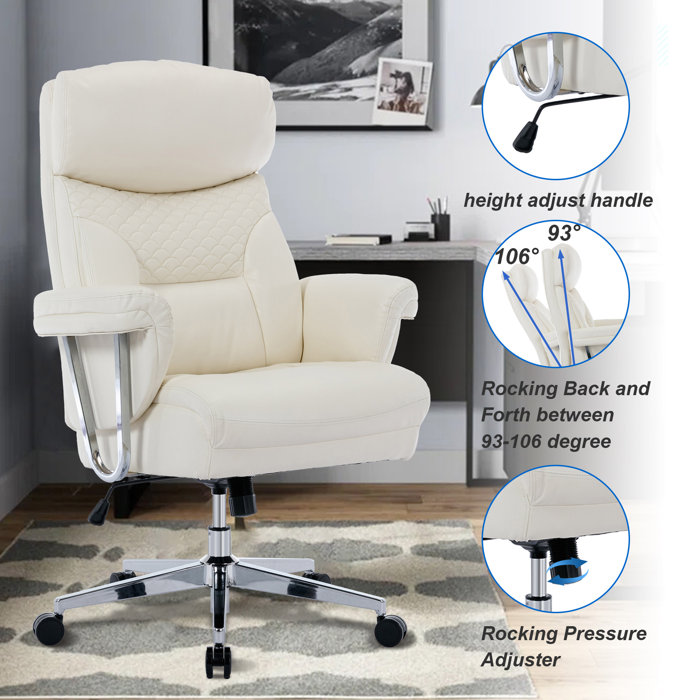 Inbox Zero Kyris Executive Office Chair Ergonomic Leather Computer Desk ...