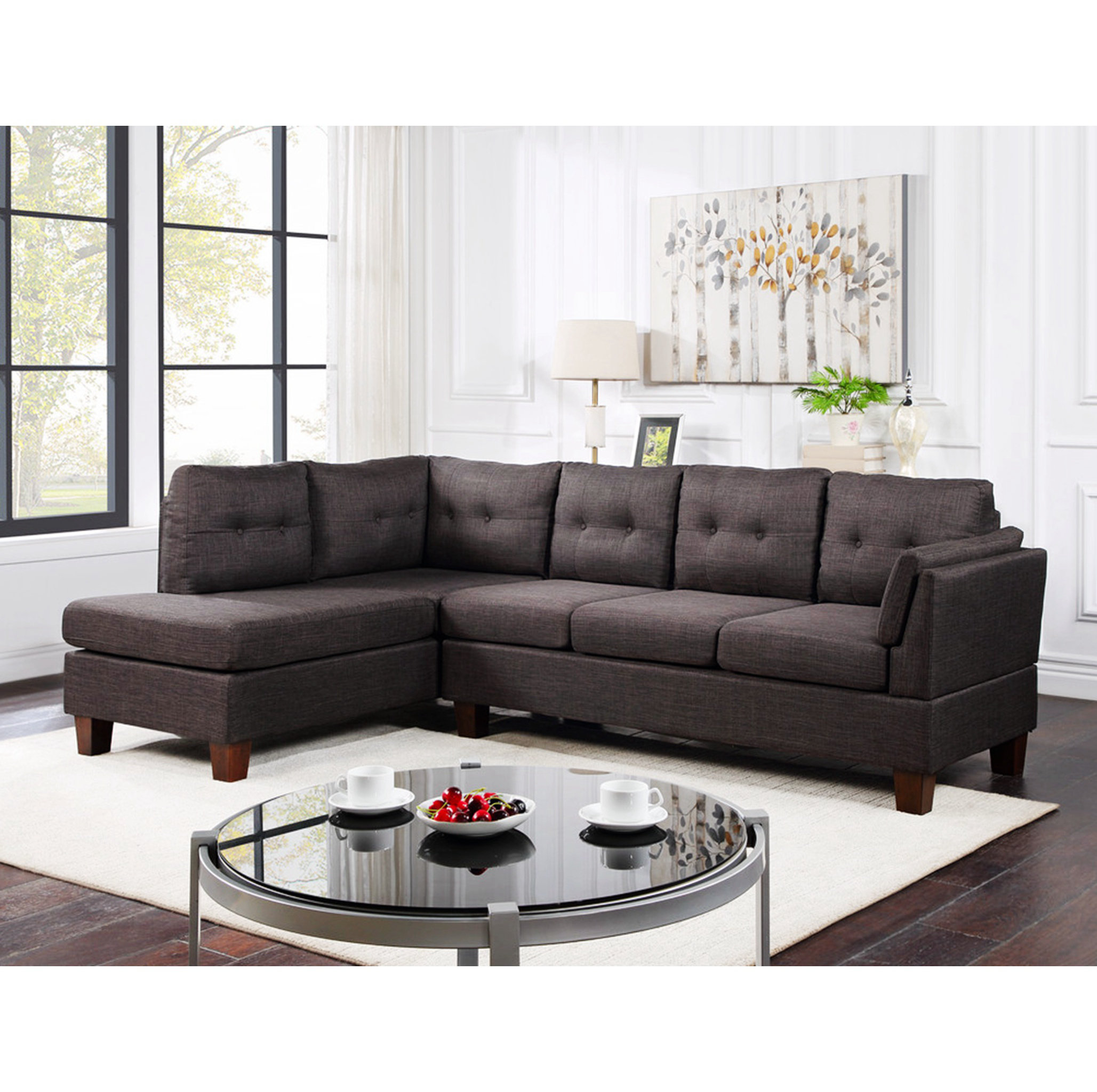 Latitude Run® Dalia 97" Linen Modern Sectional Sofa with Left Facing ...