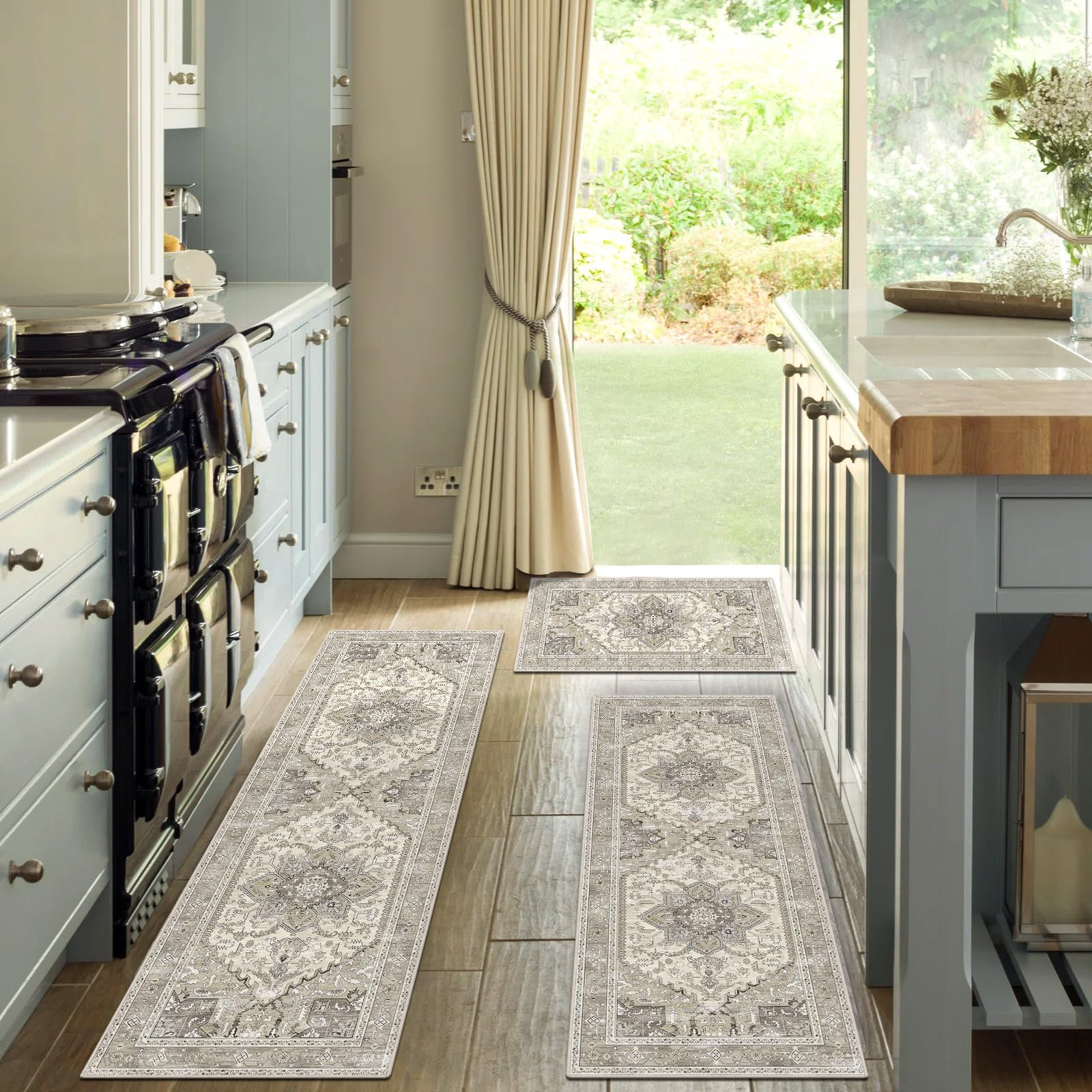 Bungalow Rose Washable Kitchen Rugs Sets Of 3, Non Slip Kitchen Mats ...