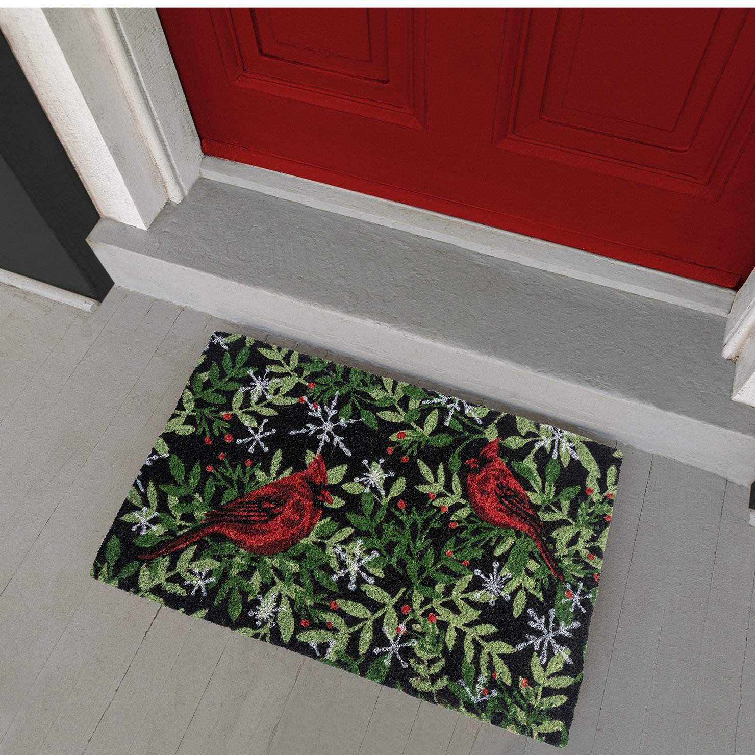Entryways WILLIAMSBURG Holiday Cardinal Handwoven Coconut Fiber Doormat ...