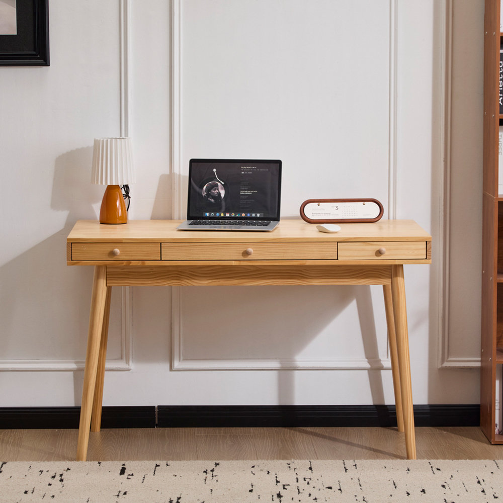 George Oliver Solid Wood 47.24in Three-Draw 1Pcs Computer Desk ...