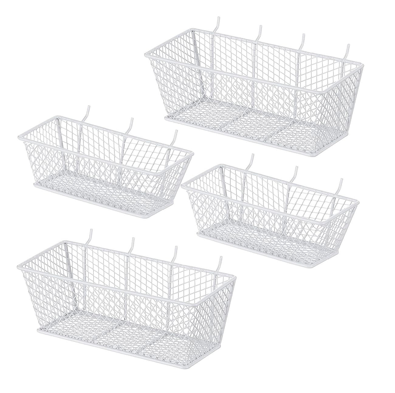 WFX Utility 4 Pcs White Metal Wire Pegboard Baskets 2 Sizes Small Medium Wayfair