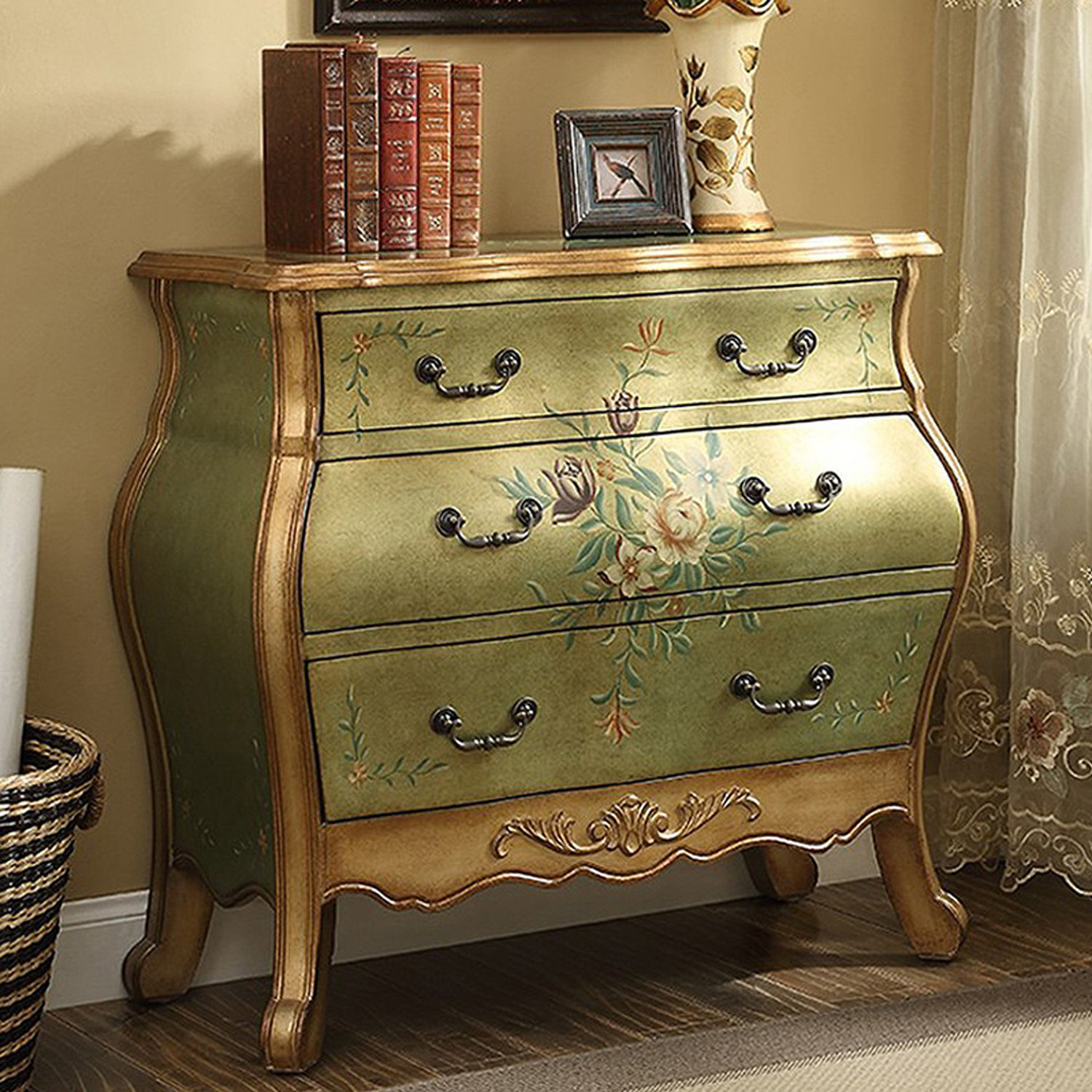 Ruthber Solutions Vintage Three-Drawer Hand-Painted Accent Chest | Wayfair