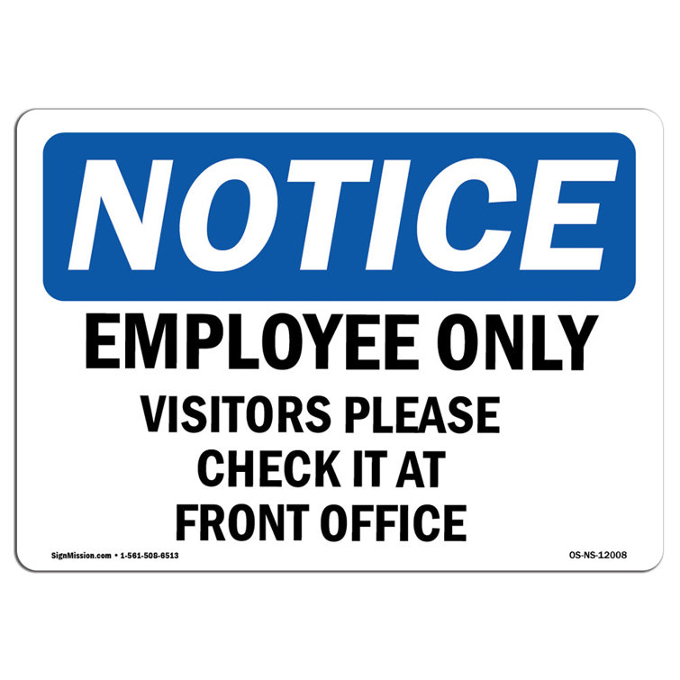 SignMission Employees Only Visitors Please Check in Sign | Wayfair