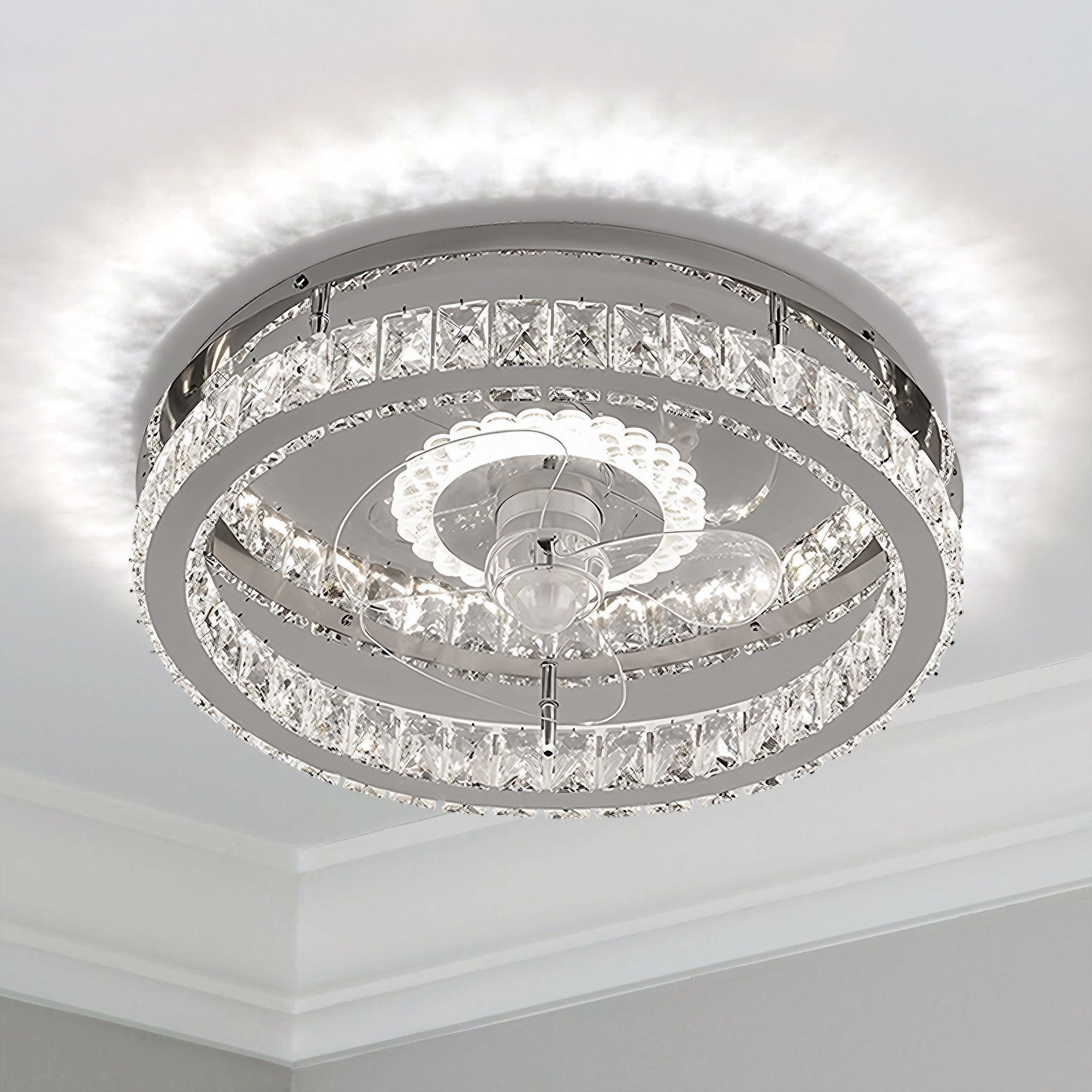 Mercer41 Ceiling Fans With Lights Modern Crystal With Remote Control ...