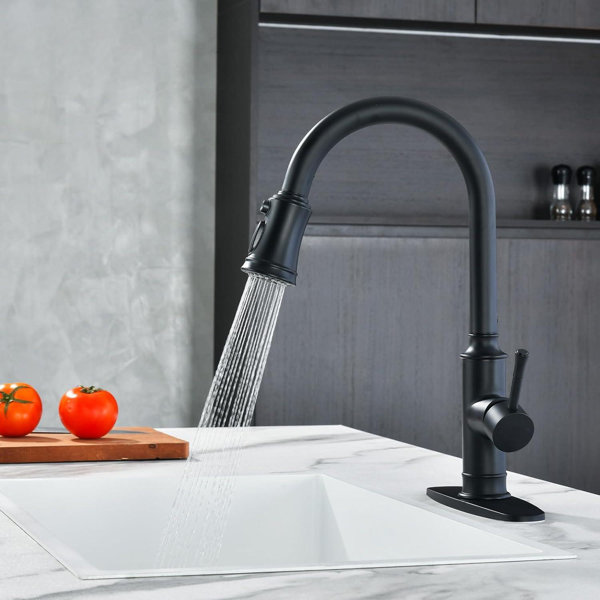 MCKINNON HOME FURNISHINGS, INC. Matte Black Kitchen Faucet, Single ...
