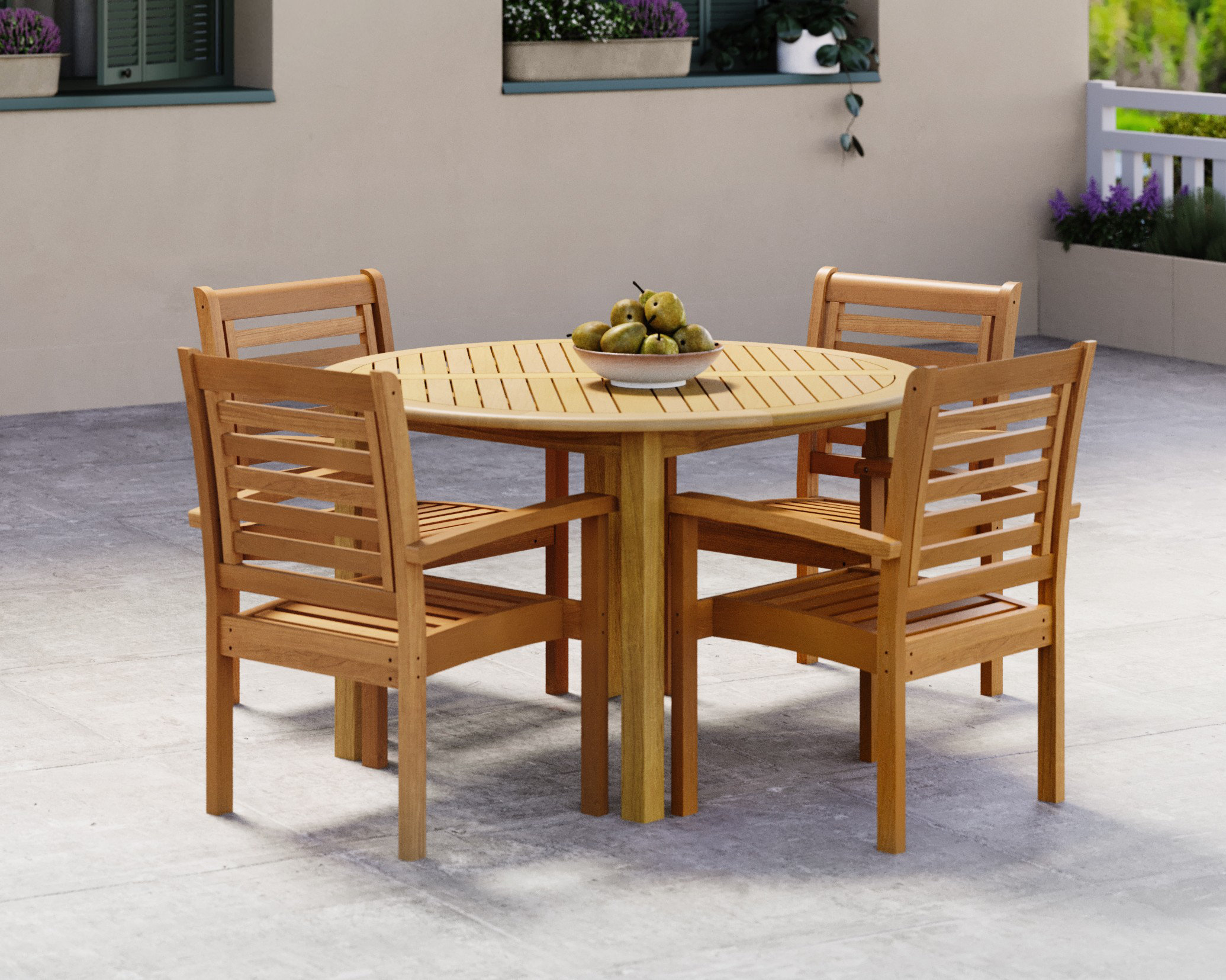 International Home Miami Amazonia FSC Wood Outdoor Patio Round Dining ...