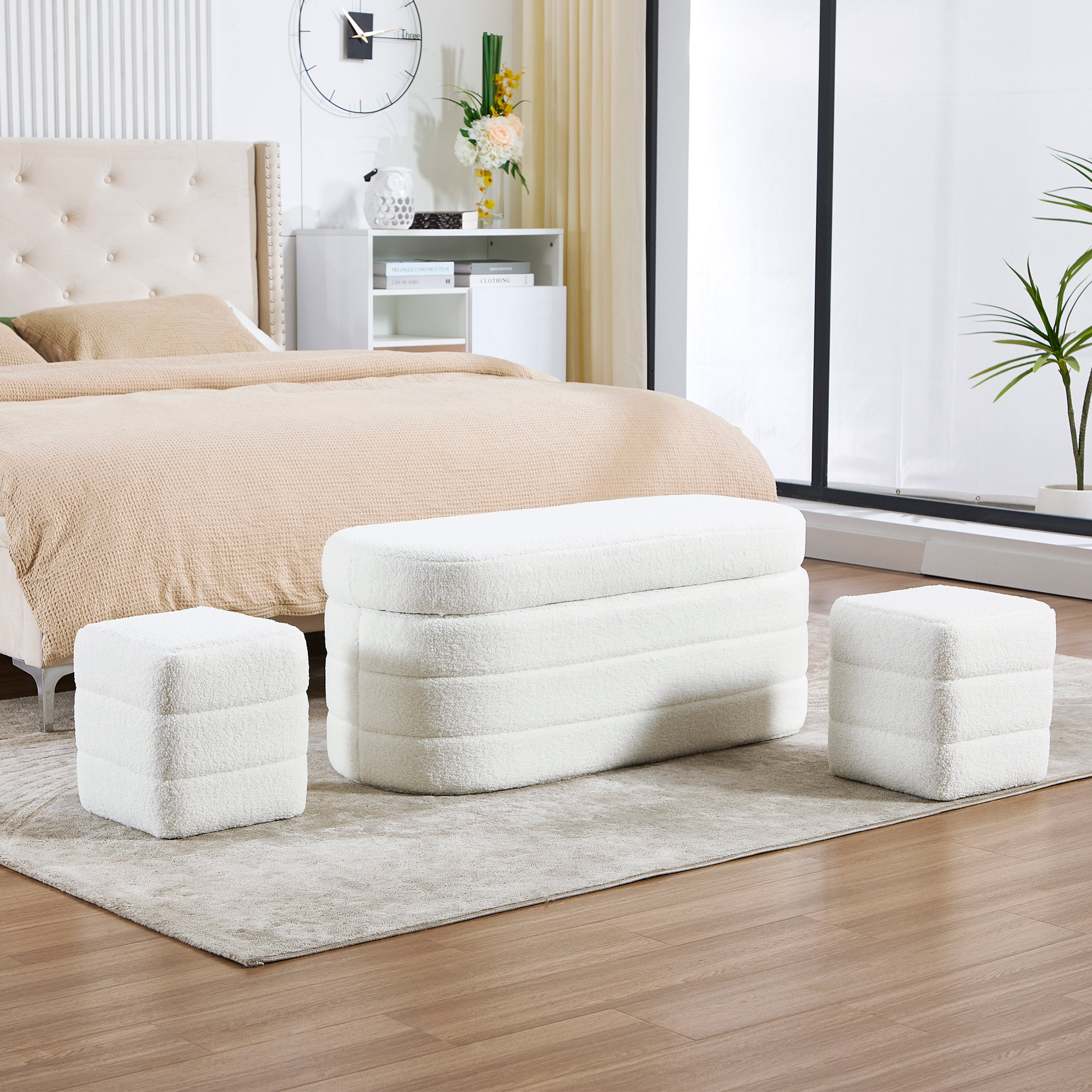 Chummaven 43.3'' Long Upholstererd Sherpa Storage Bench | Wayfair