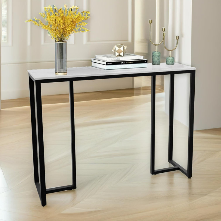 FURNOLD 100cm Marble Console Table, Metal Frame, Entryway Furniture ...