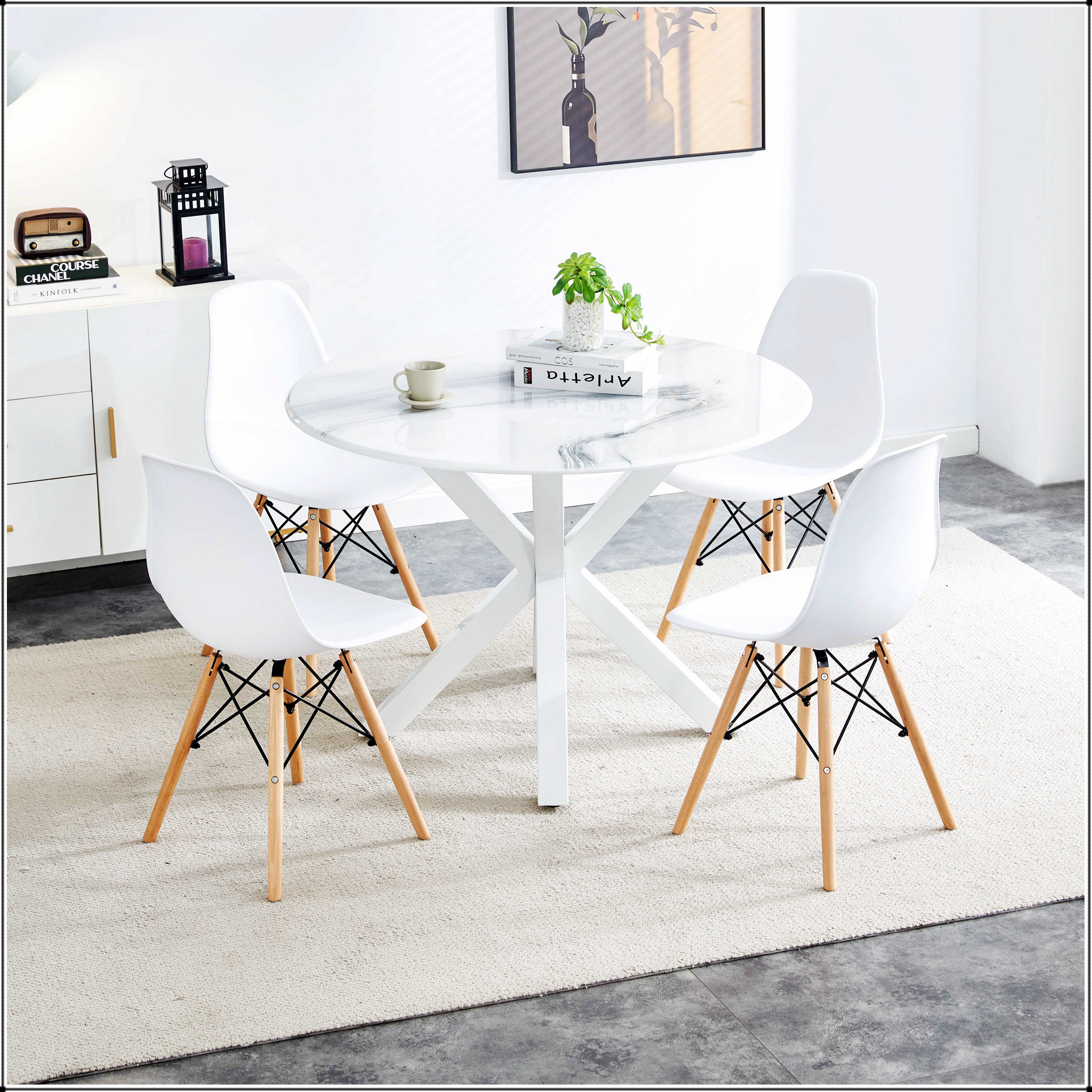 Wrought Studio Dining Table cross leg Mid-century Dining Table With ...
