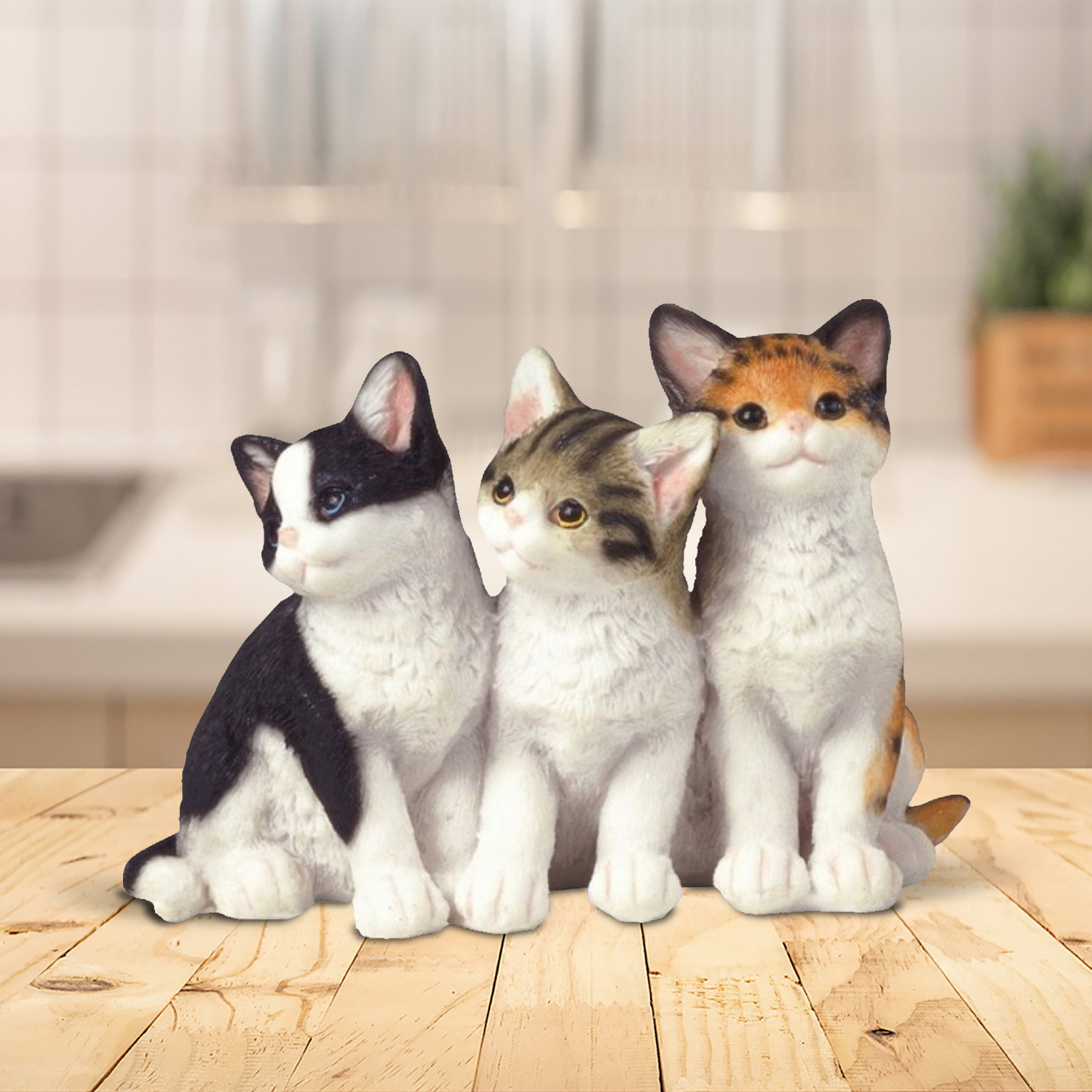 Canora Grey Wachtel - 3.5"H Wabansia Tuxedo and Tabby Cats Sitting Side ...