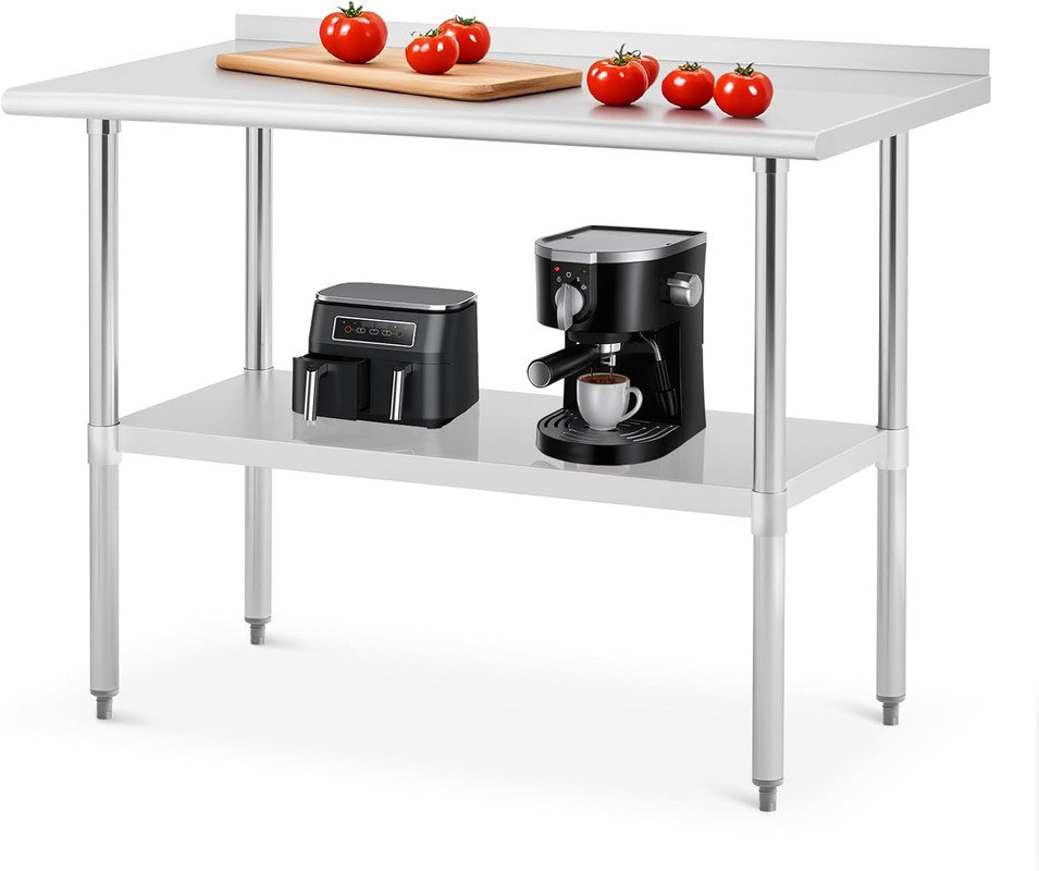 LumiParty 36"H NSF Stainless Steel Prep Table with Backsplash ...