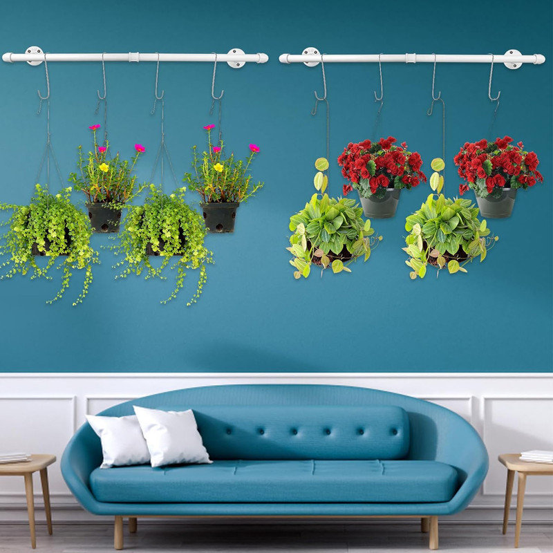 Trent Austin Design® White 2 Set Hanging Planter Bar with 4 Hooks ...