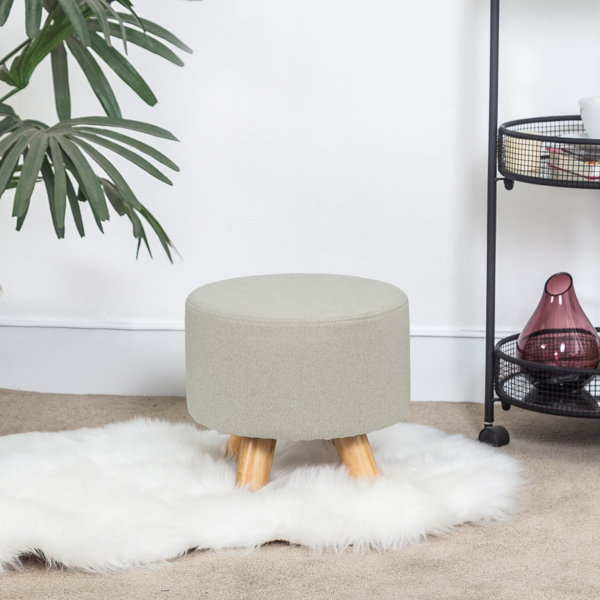 Corrigan Studio® Round Ottoman Foot Rest Stool, Small Fabric Footstool ...