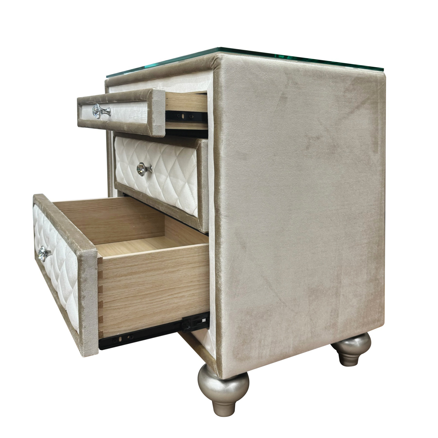 Bay Isle Home™ Luxurious Velvet Nightstand With Tufted Drawers And ...