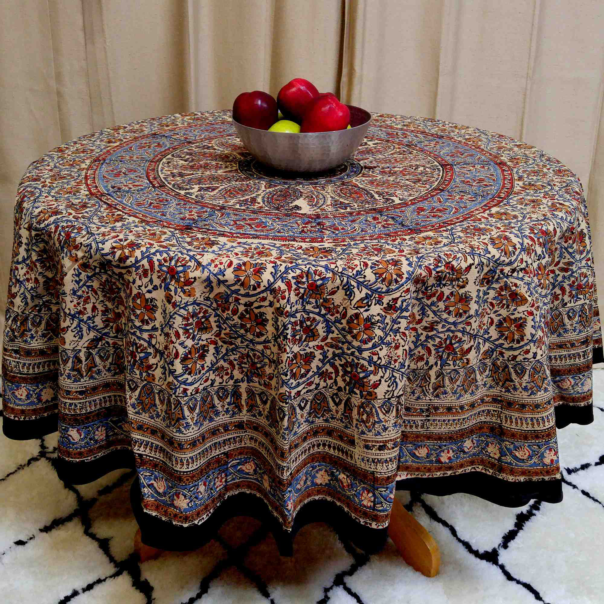Bungalow Rose Block Print Cotton Paisley Floral Tablecloth Round | Wayfair