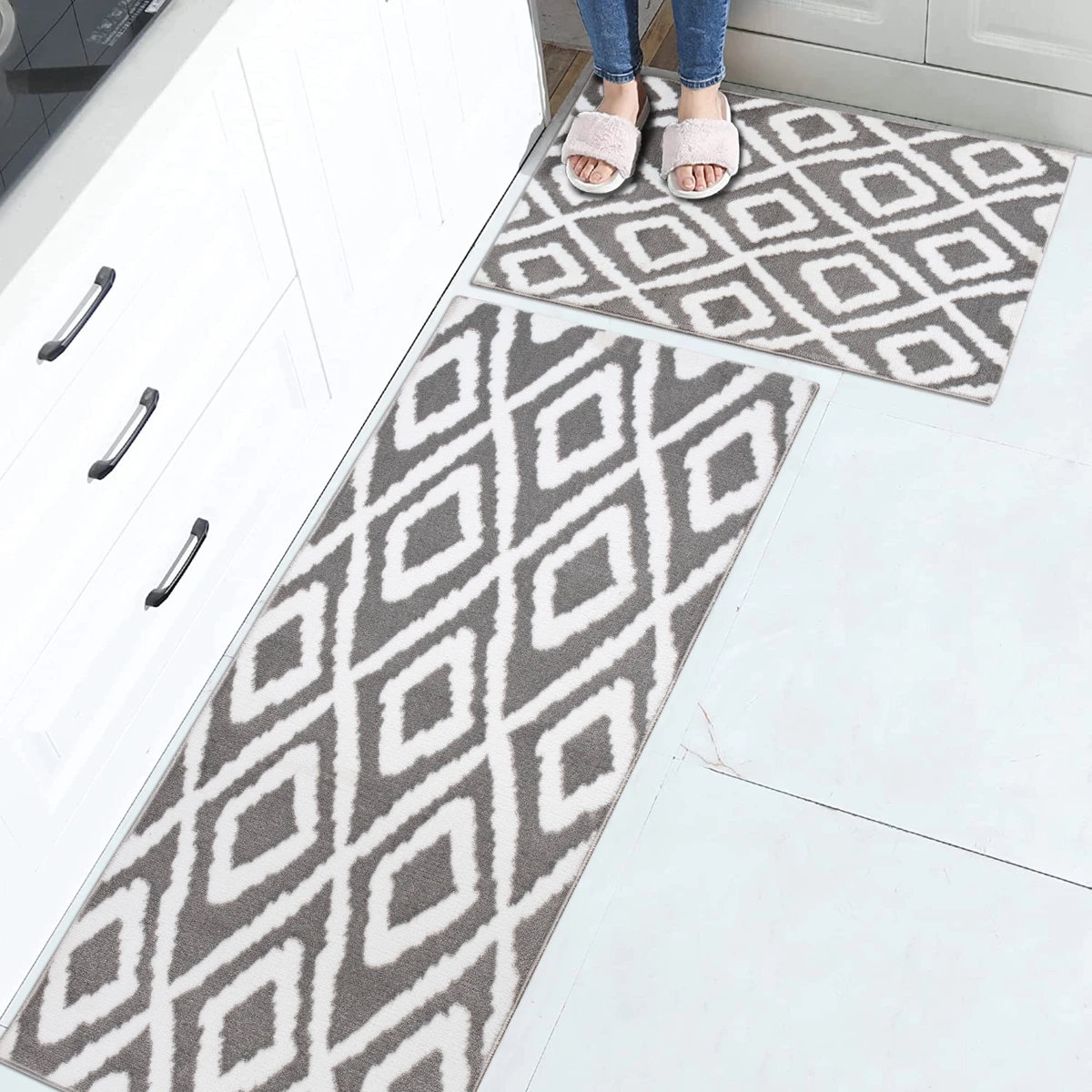 Foundry Select Sofihas Kitchen Mat 2 piece Non Slip Washable Set ...