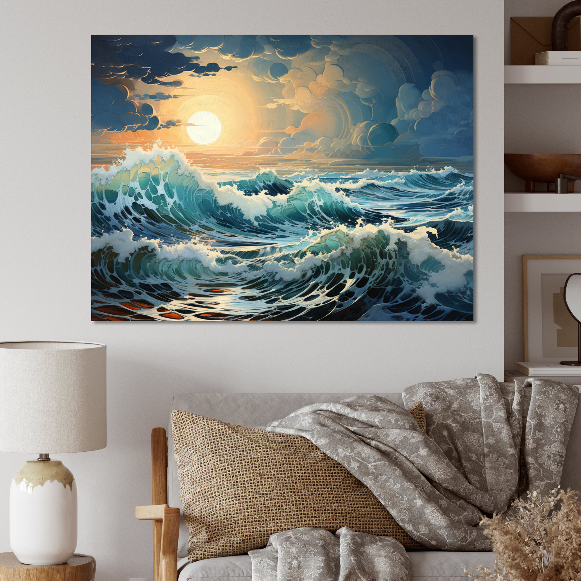 Dovecove Teal Yellow Mars Neptunes Nebula - Landscapes Canvas Wall Art ...