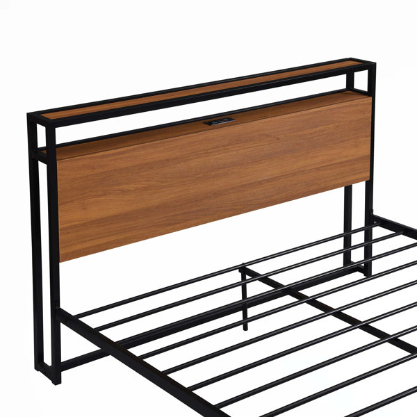 17 Stories Metal Platform Bed Frame With Sockets,USB Ports - Wayfair Canada