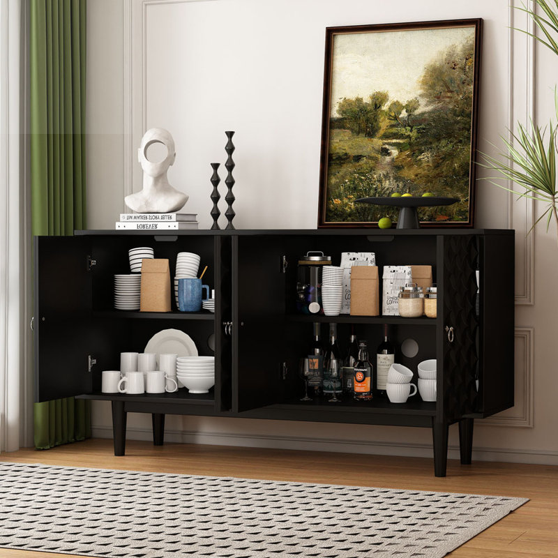 Corrigan Studio® 4-door Sideboard with Convex Pattern Doors | Wayfair