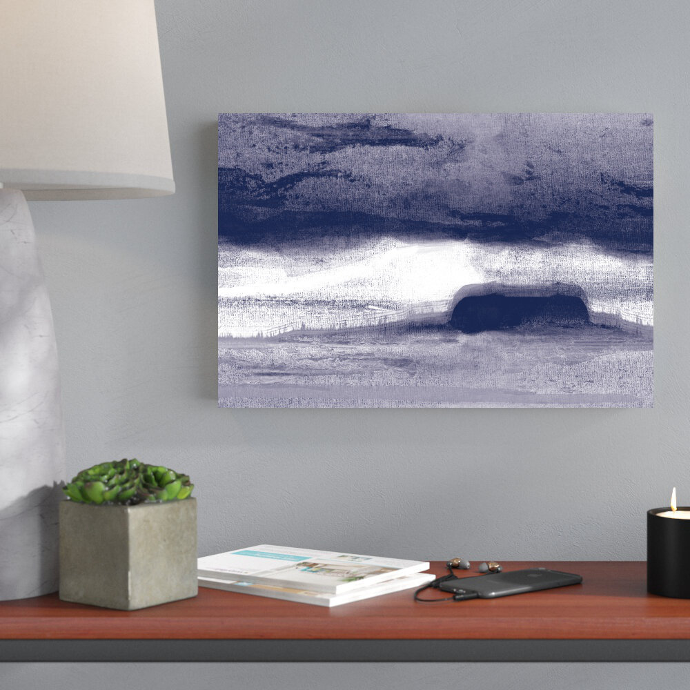 Wrought Studio Abstract Landscape Navy White - Wrapped Canvas Painting ...