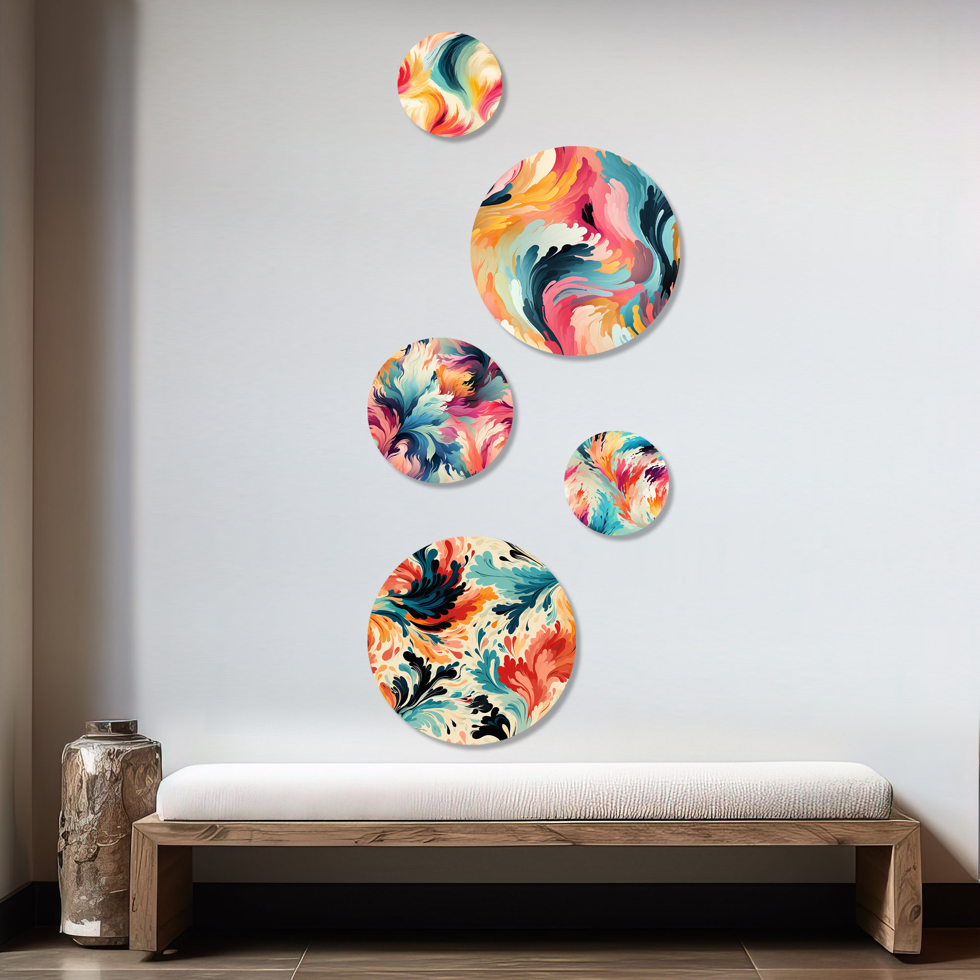 Design Art Ikat Artistry Mosaic Radiance - Abstract Abstract Round Wall ...