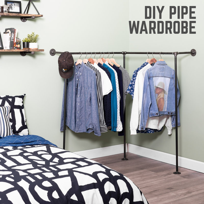 Williston Forge Lolo 30'' Wall and Floor Mounted Corner Industrial Pipe ...