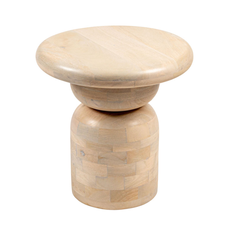Joss & Main Round Mango Wood Accent Table with Stacked End Grain Base ...