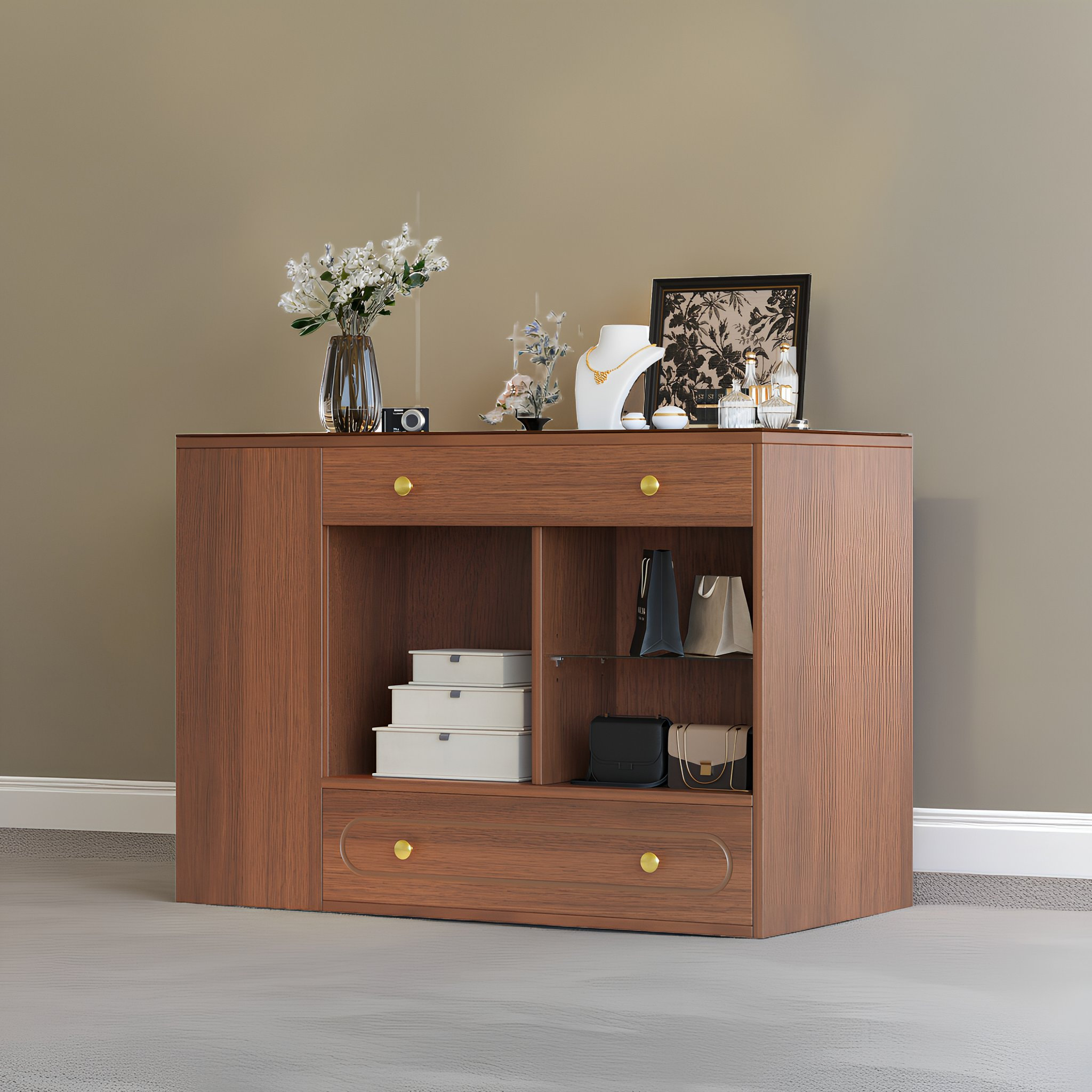 Hokku Designs 6-Drawer Armoire Makeup Vanities with Open Shelf and ...