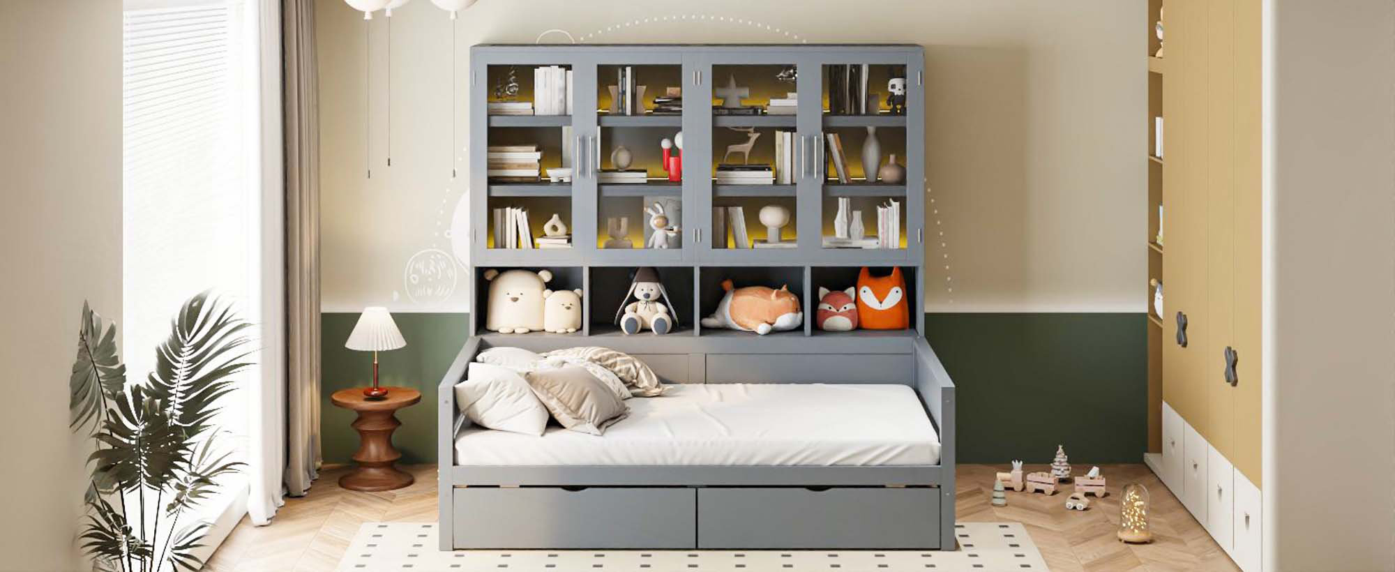 Impact Outdoor Wooden Daybed With Glass-Door Storage Cabinets,Built-In ...