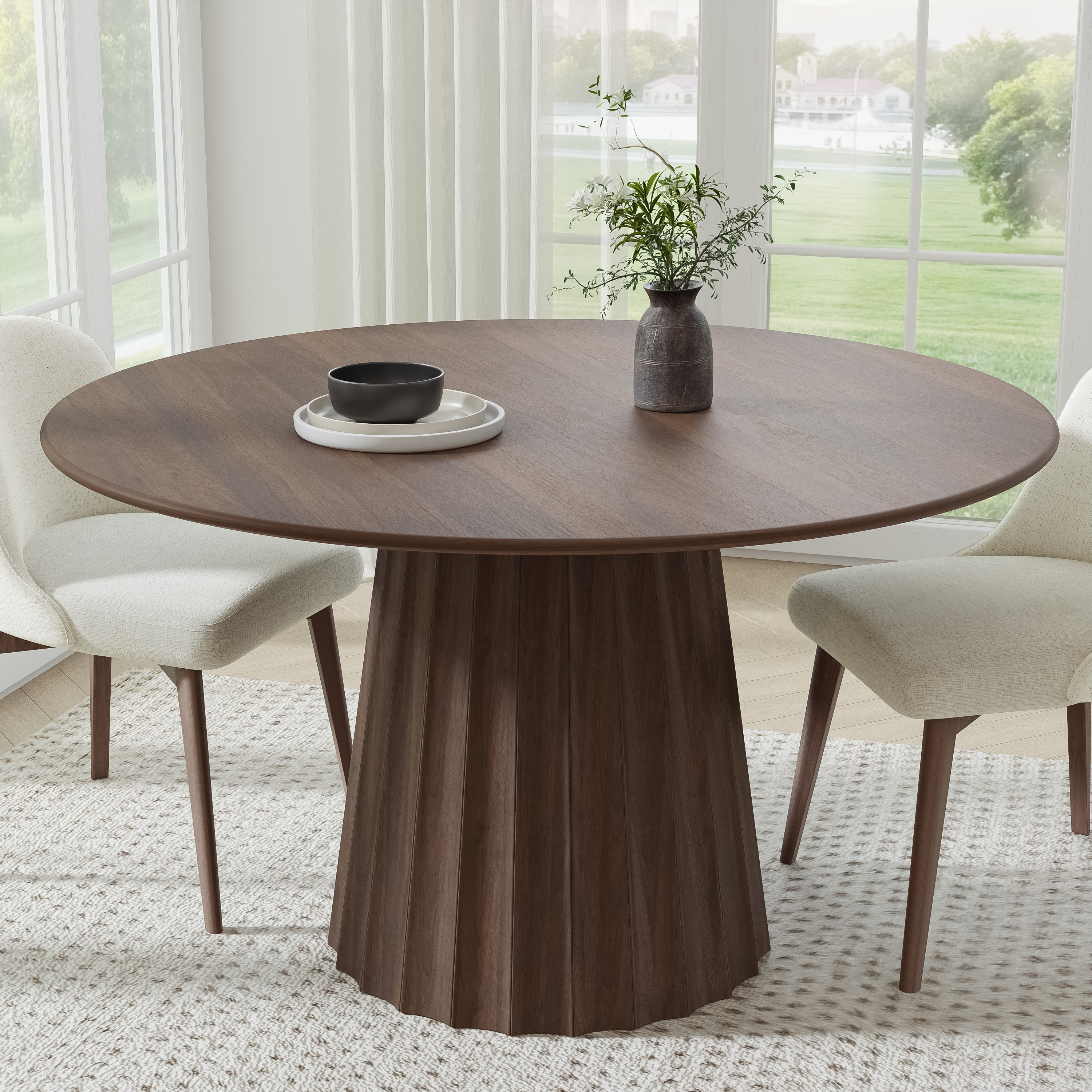 Latitude Run® Solid Wood Dining Table Round Pedestal Kitchen Table ...