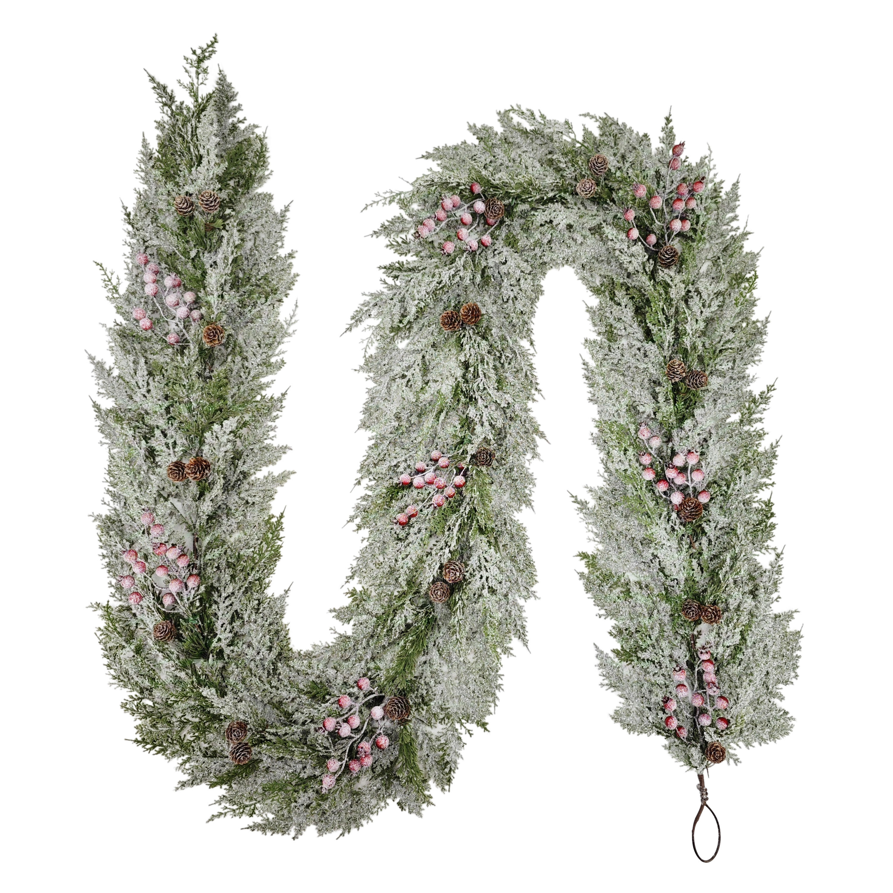 Alcott Hill® 9 Inch x 10 Foot Artificial Flocked Garland Adorned with ...