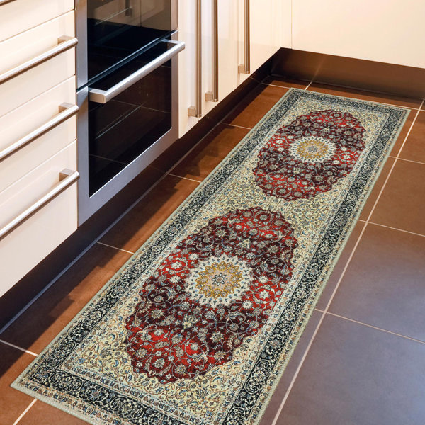 Ottomanson Machine Washable Wrinkle Free Flatweave Traditional Red Area ...