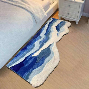 Rosecliff Heights Wave Shape Furry Bedroom Rug, Fluffy Area Rug ...