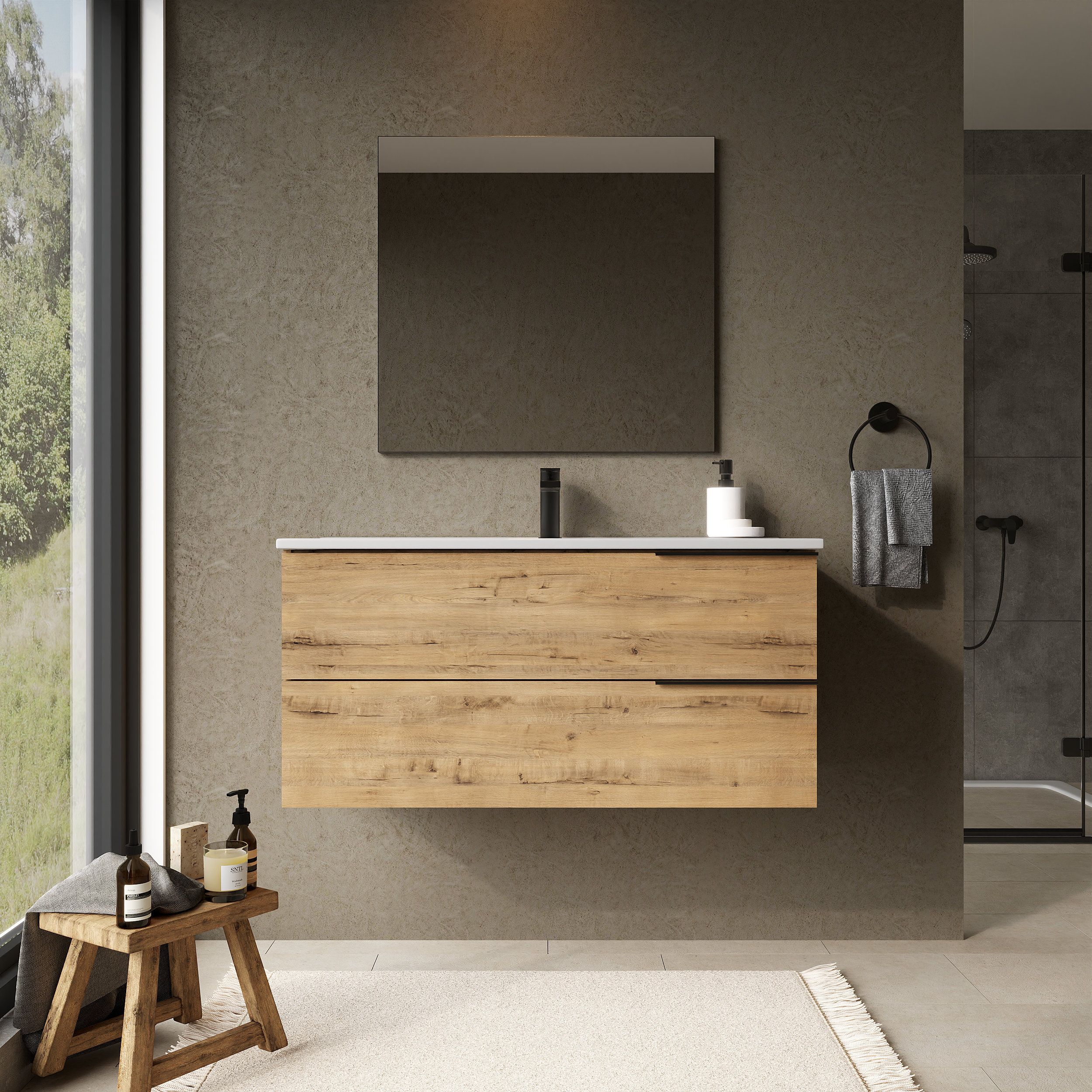 Alpen Home Antora 1000mm Wall Hung Vanity Unit With 1 Tap Hole Veneto ...