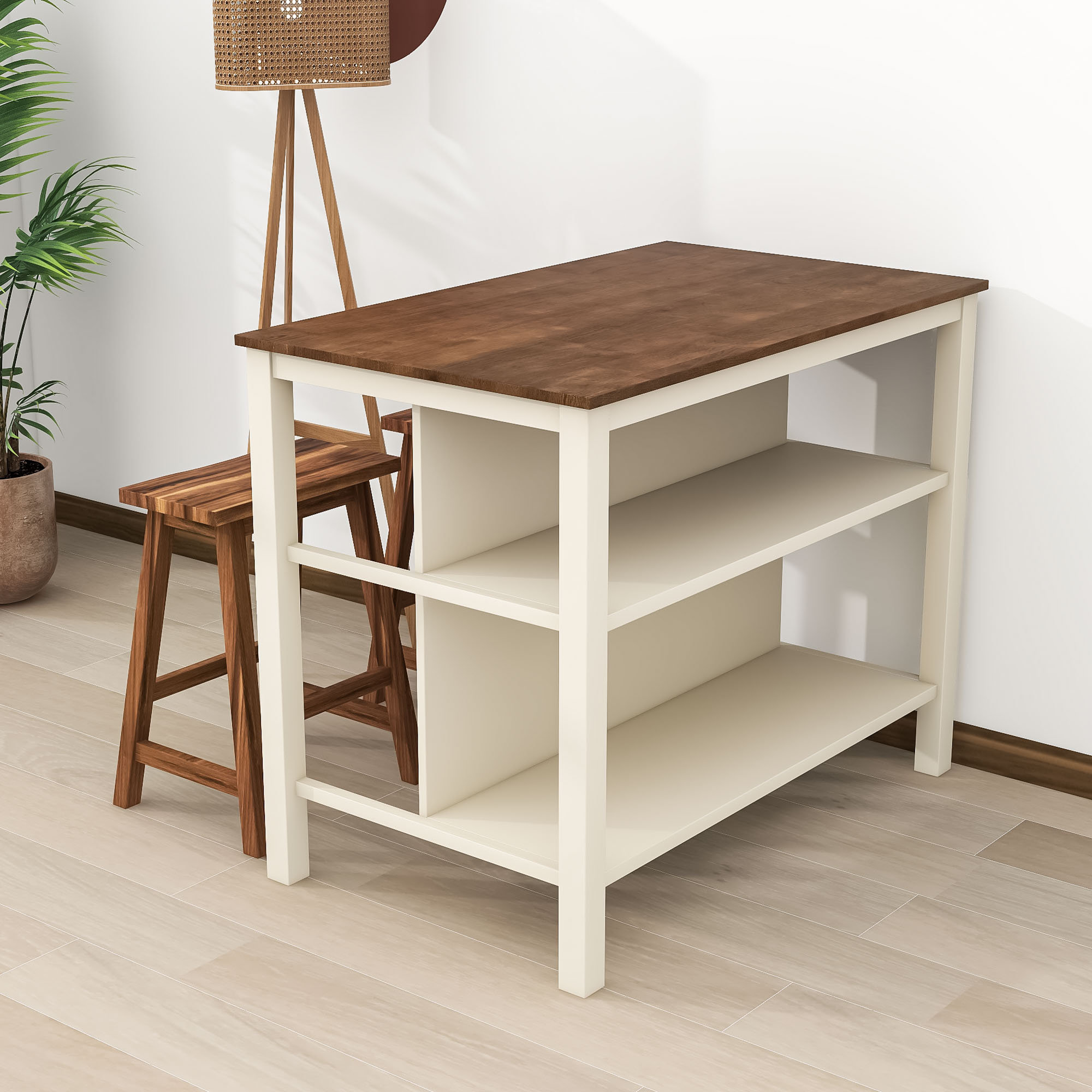 Red Barrel Studio Rosamae Rubber Wood Butcher Block Dining Table Set ...