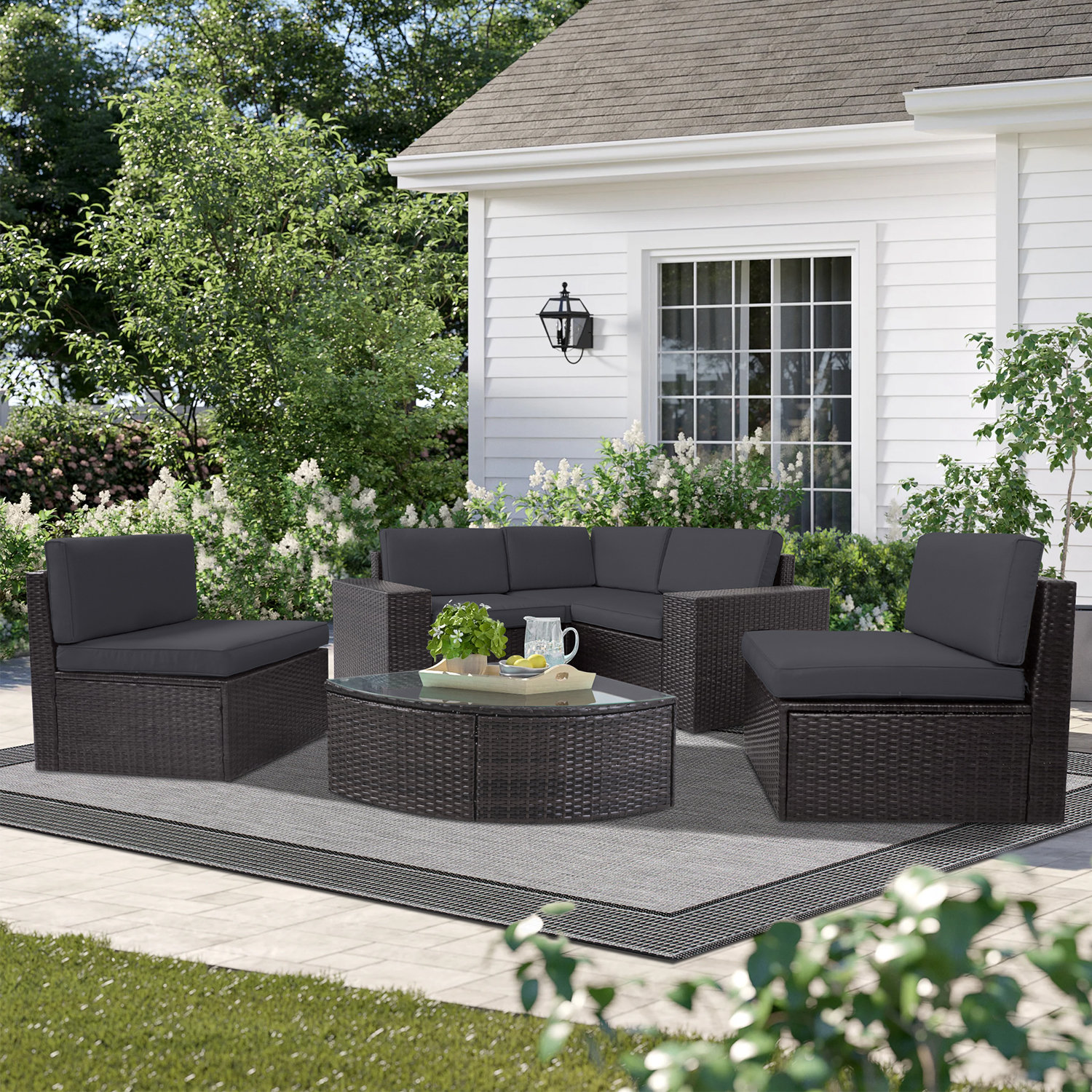 Latitude Run® Outdoor 6 Piece Sectional Seating Group | Wayfair