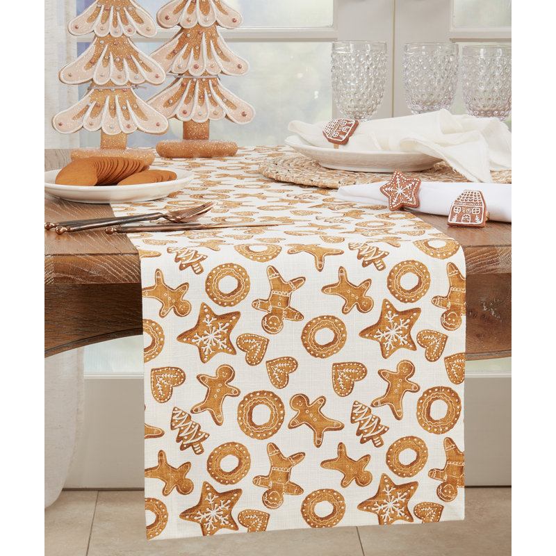 Saro Gingerbread Design Table Runner | Wayfair