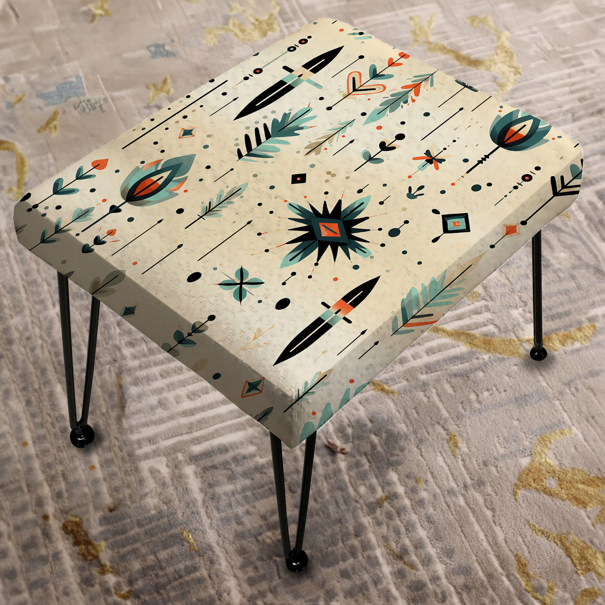 Design Art Tribal Harmony Boho Pattern - Geometric Rectangle Ottoman ...