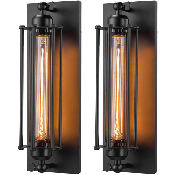 Pynsseu Matte Black Rectangular Shape Sconces Wall Bar Lighting (Set Of ...