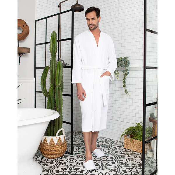 LOTUS LINEN Waffle Robes - Lightweight Cotton Spa Bathrobe & Reviews ...