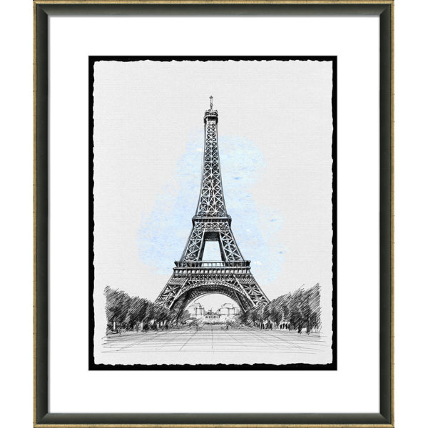 Wendover Art Group Eiffel Tower - Picture Frame Drawing Print on Paper ...